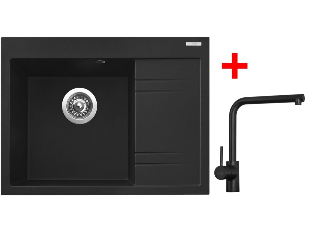 Set Sinks RIM 650 L Metalblack + Elka černá matná | Sinks-dřezy.cz